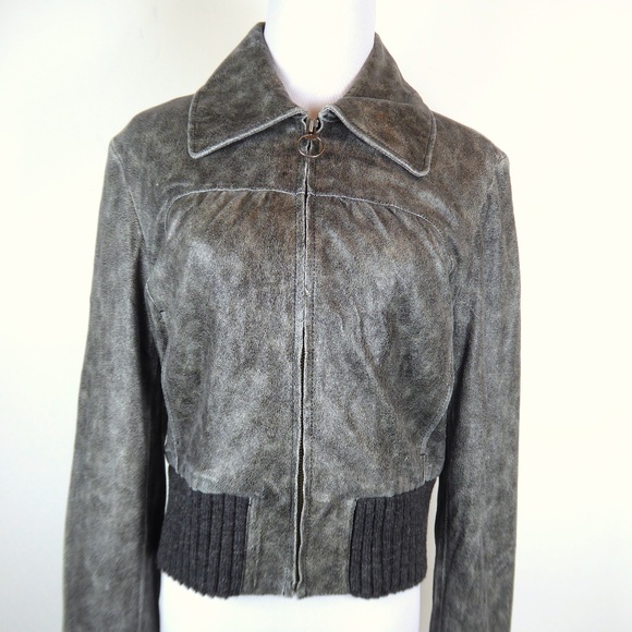 June | Jackets & Coats | June Anthropologie Distressed Black Leather ...